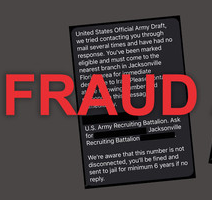U.S. Army warns of draft-by-text hoax