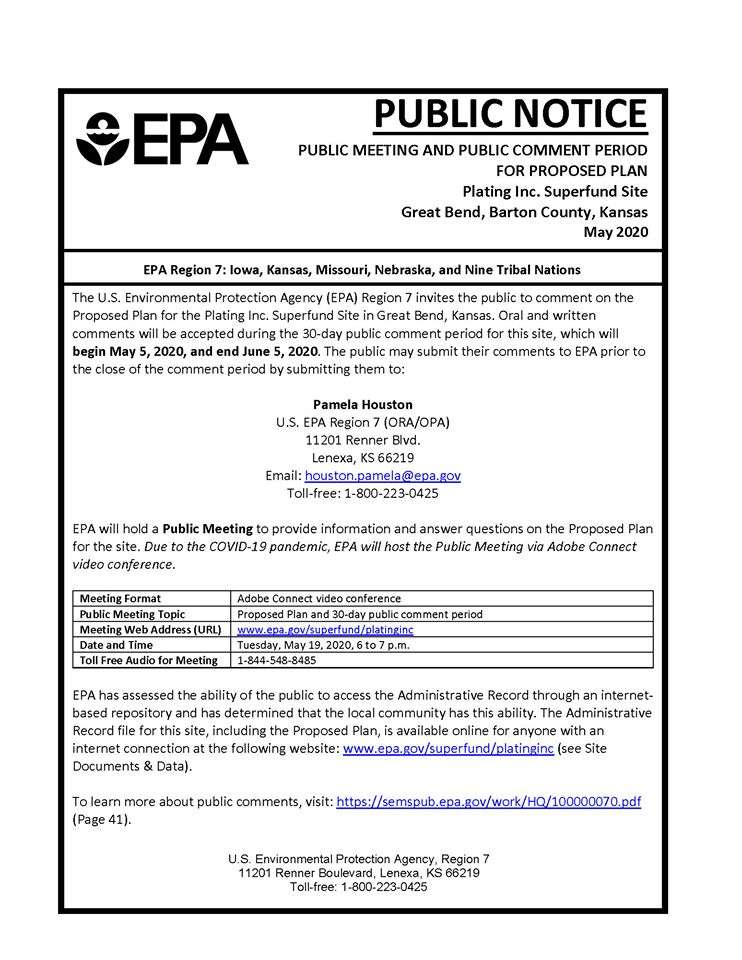EPA schedules meeting to discuss contamination site near Great Bend airport