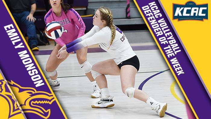 KWU's Monson named KCAC Defender of the Week for 5th time