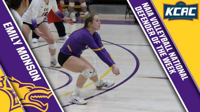 KWU volleyball's Monson named NAIA Defender of the Week