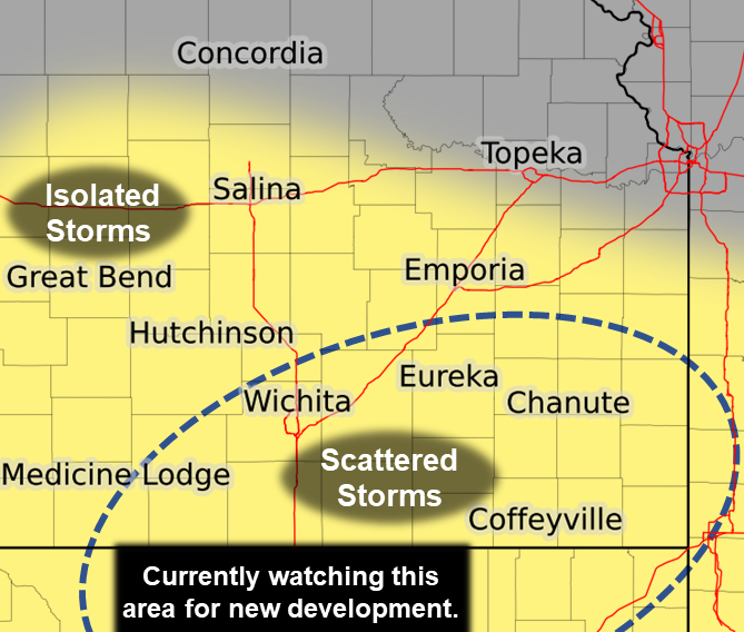UPDATE: NWS says storms isolated over central Kansas today