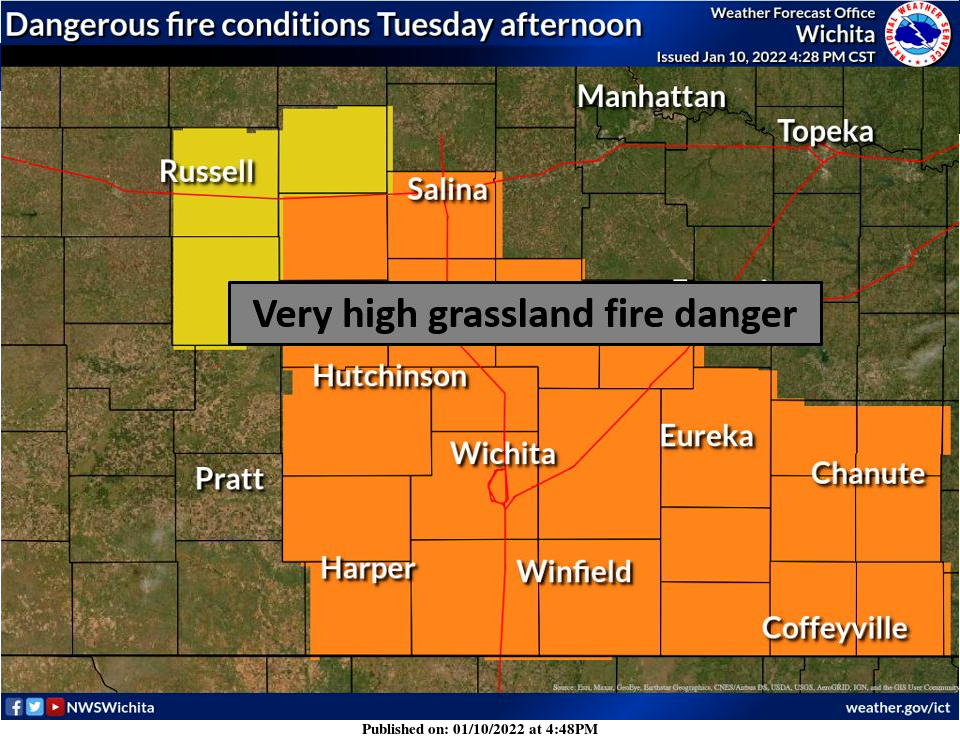 NWS: Grassland fire danger ramps up on Tuesday