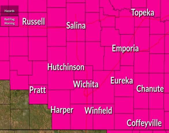 Large part of Kansas under red flag warnings for Friday