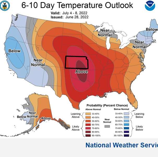 Above normal temperatures forecast for next week