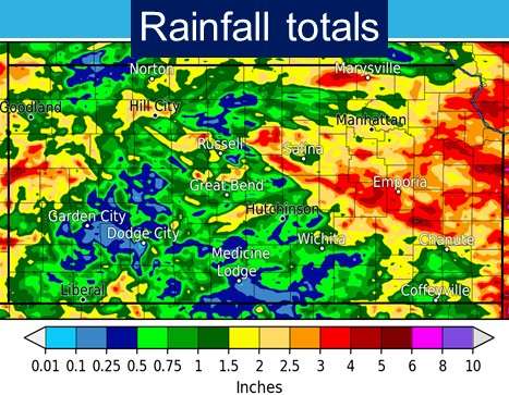 NWS: Rainfall totals across Kansas for August
