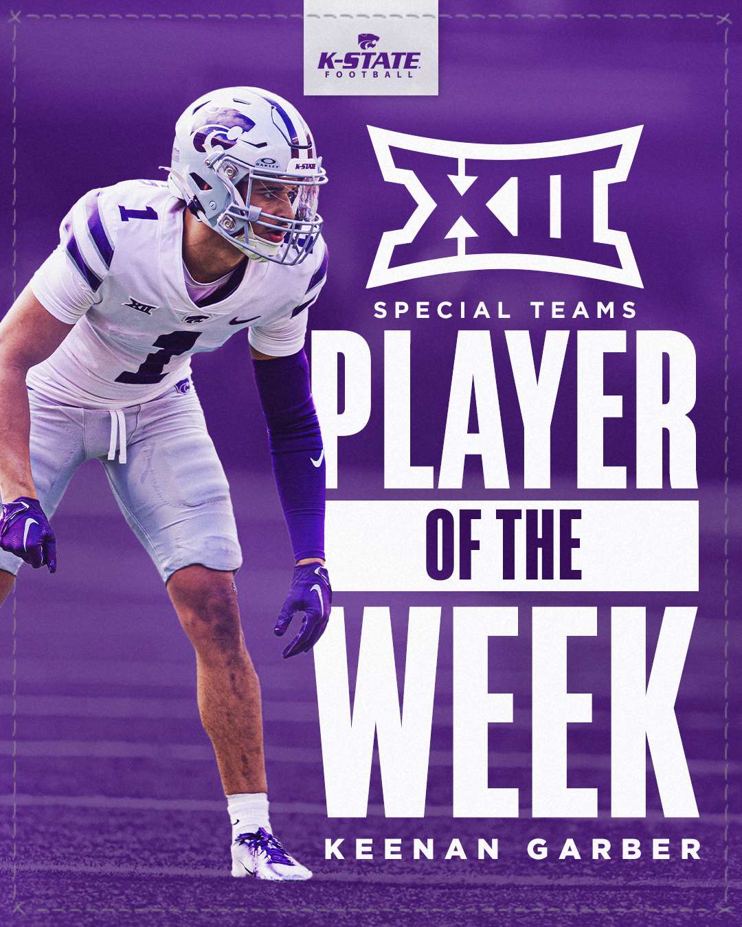 K-State’s Garber Named Big 12 Special Teams Player of the Week