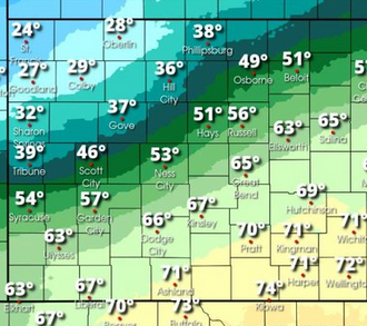 Wild temperature swing on the way to northwest Kansas