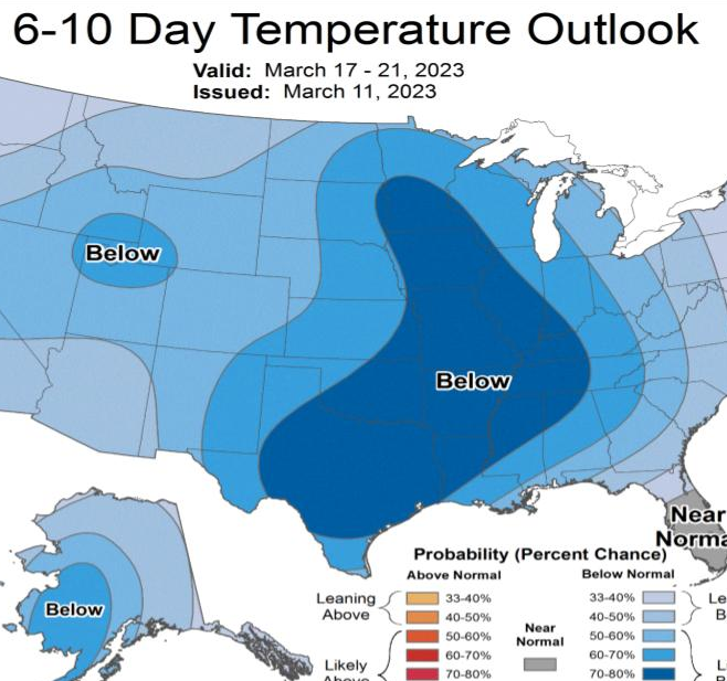 NWS: Below normal temperatures return later in the week