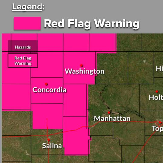 Red flag warnings issued for counties in our area for Sunday