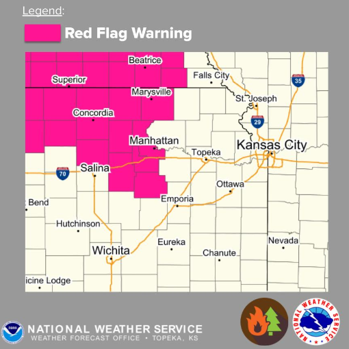 Red flag warnings in effect Saturday for some area counties