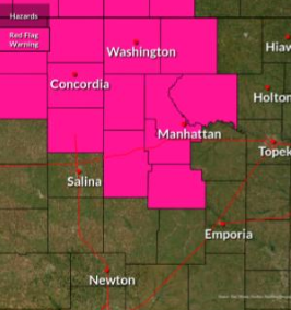 UPDATE: Red flag warnings issued for some area counties on Sunday