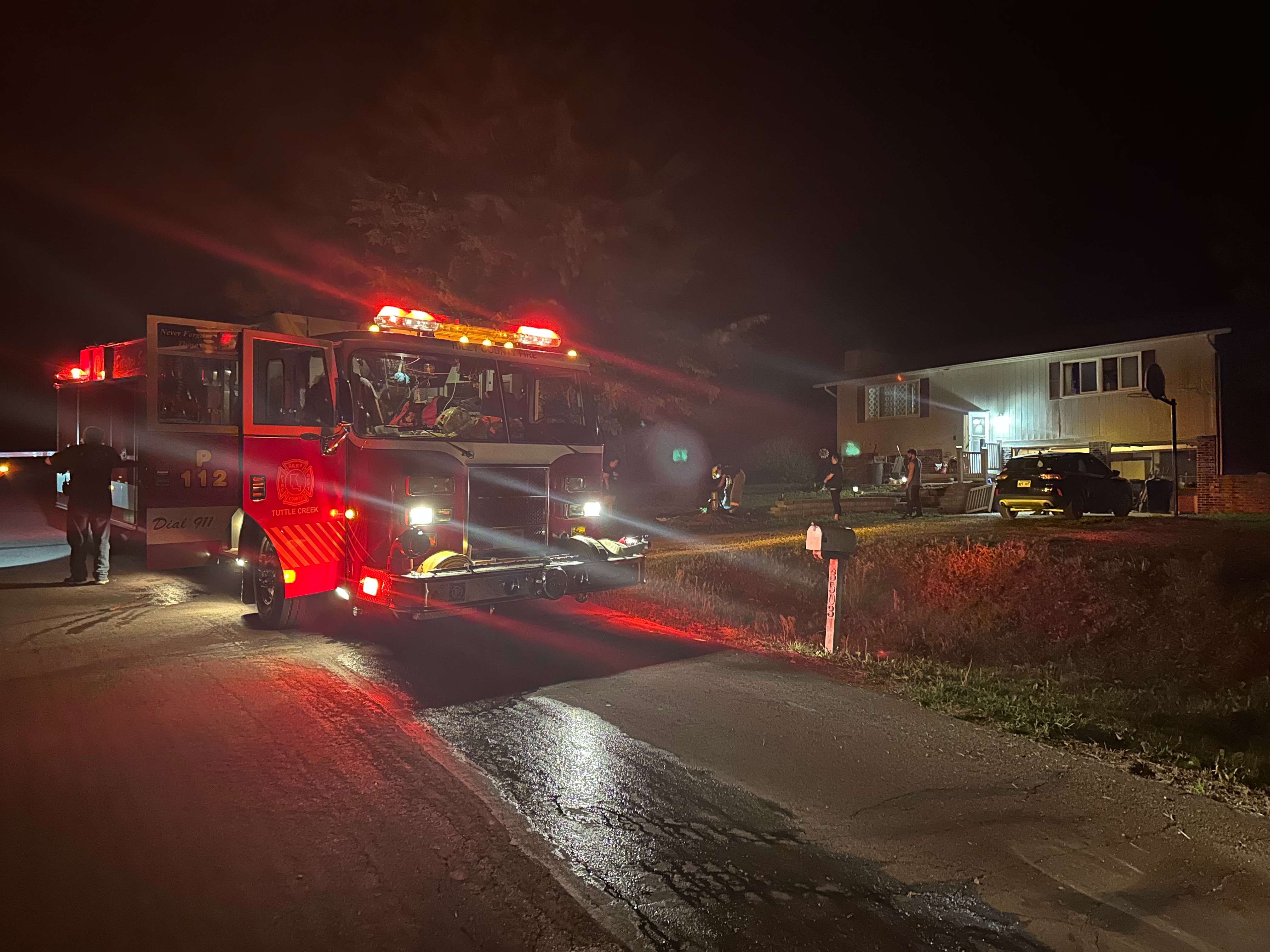 Fire Trucks At Night