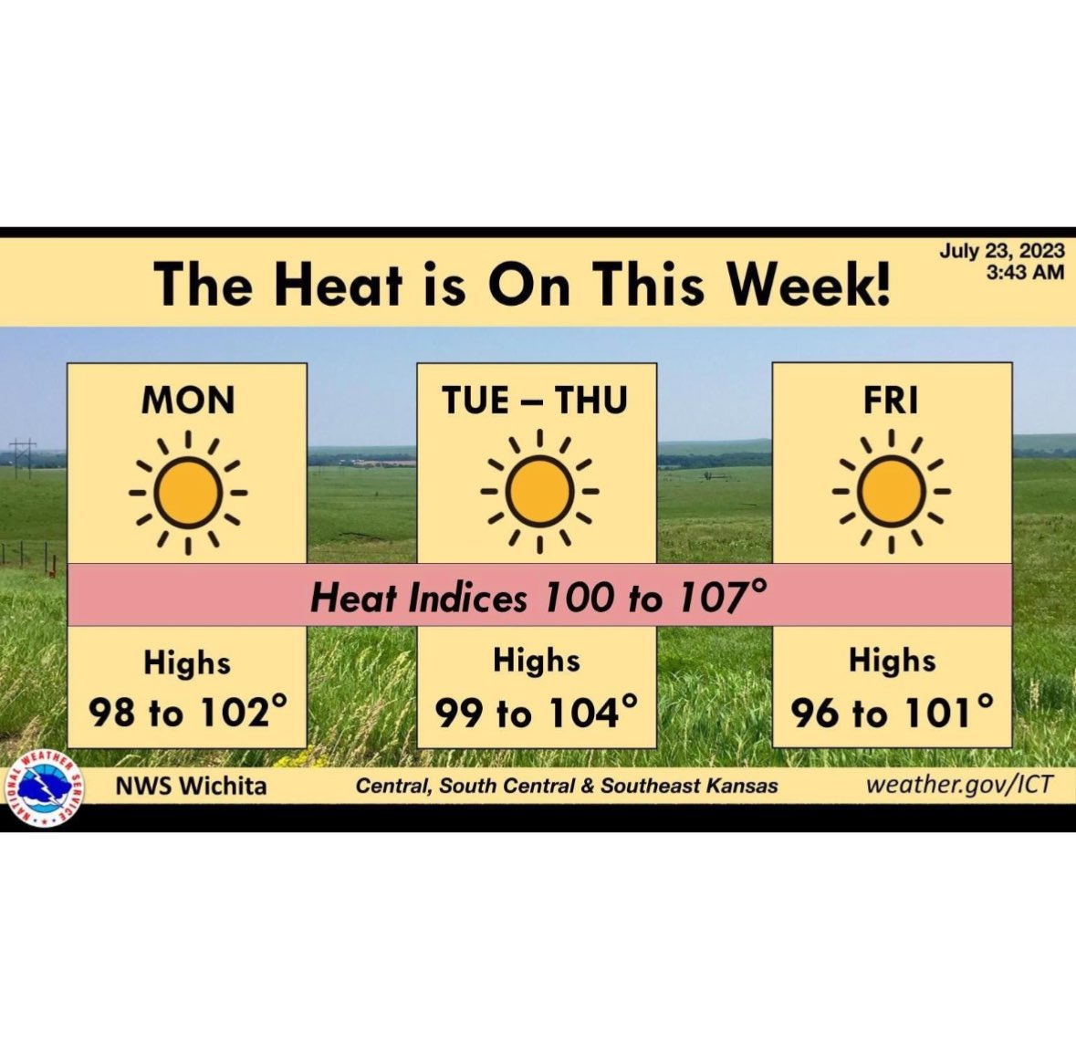 NWS-Wichita: Triple Digit Heat Expected This Week