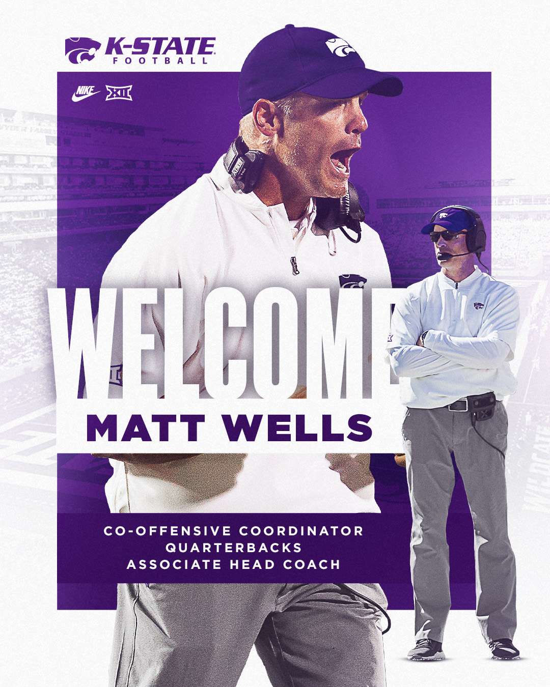 K-State Promotes Riley, Hires Wells to Football Staff