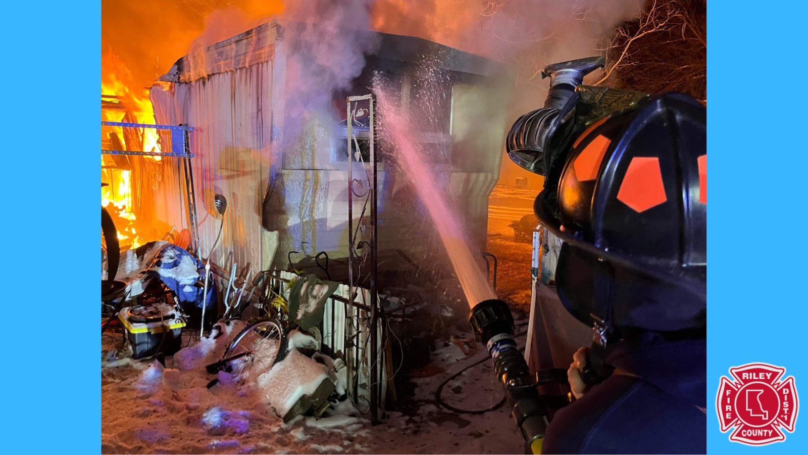 📷: Fire in Riley Co. destroys trailer, kills pet on Saturday night