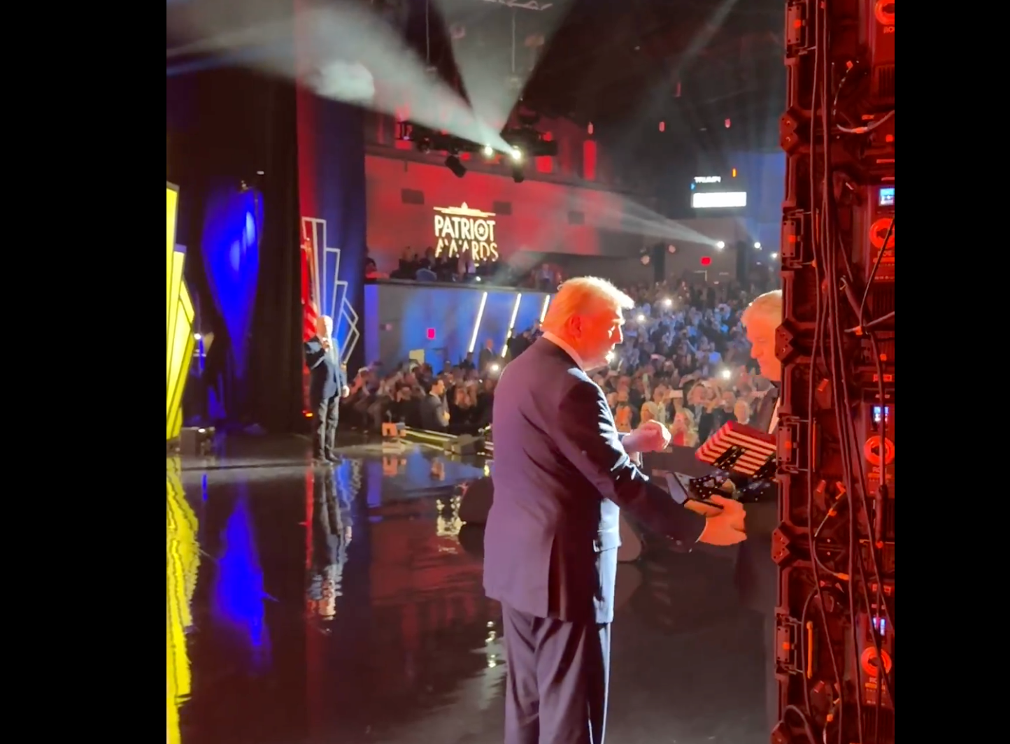Trump talks up election victory as he receives Patriot of the Year Award