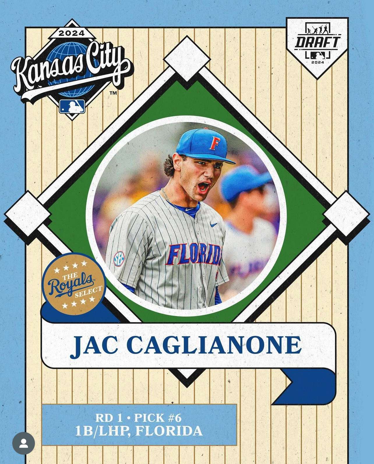 Royals select Caglianone, Shields on first day of draft
