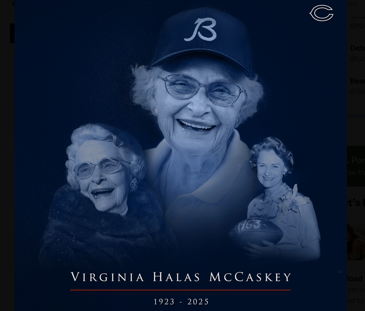 Virginia Halas McCaskey, Bears owner and matriarch, dies at 102