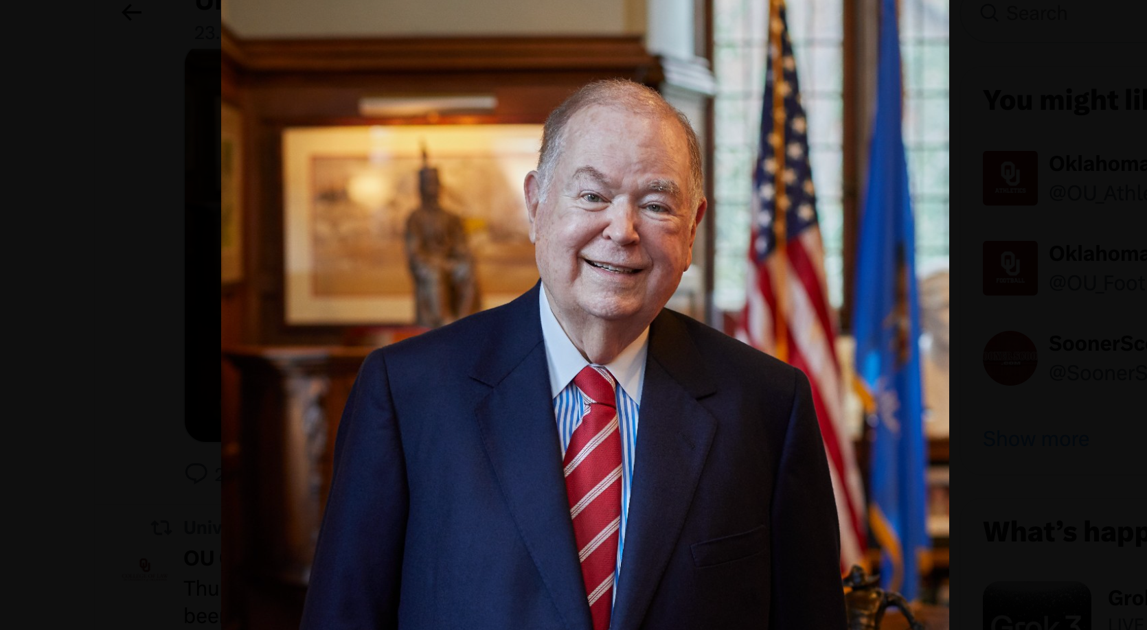 David Boren, former Oklahoma governor, US senator and university ...