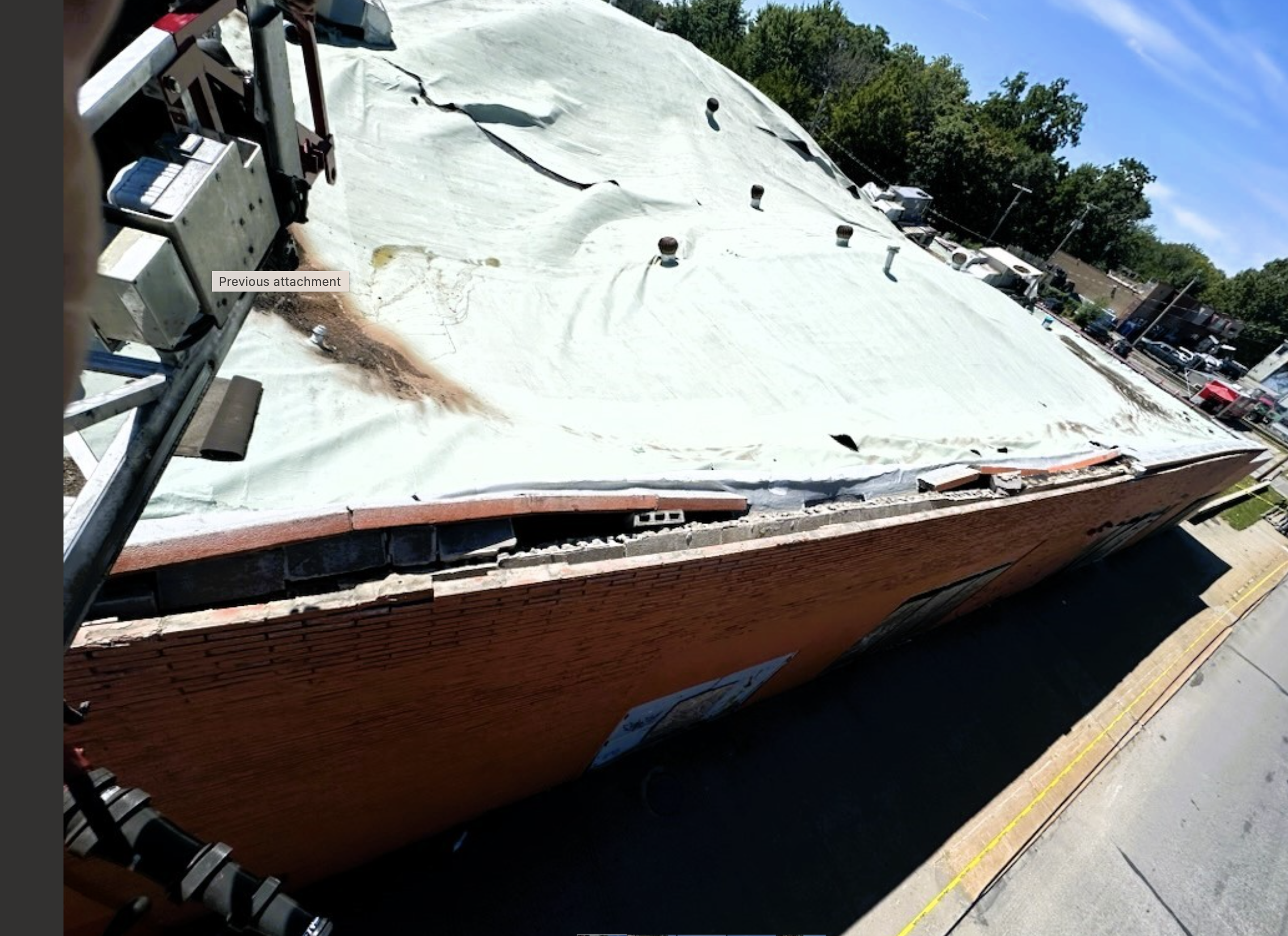 Partial roof collapse at storage building in Kansas City